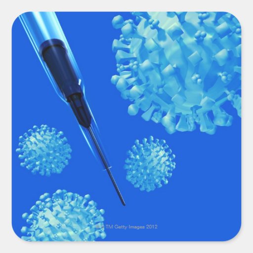Flu vaccine, conceptual computer artwork. square sticker | Zazzle
