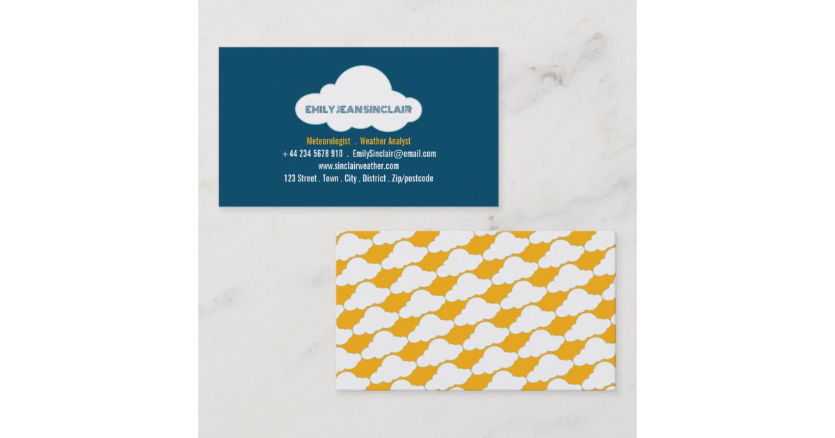 Fluffy Cloud Design, Meteorologist Business Card | Zazzle