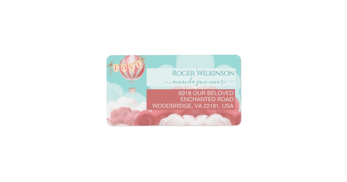 Fluffy clouds Love balloon Valentine theme custom Label | Zazzle