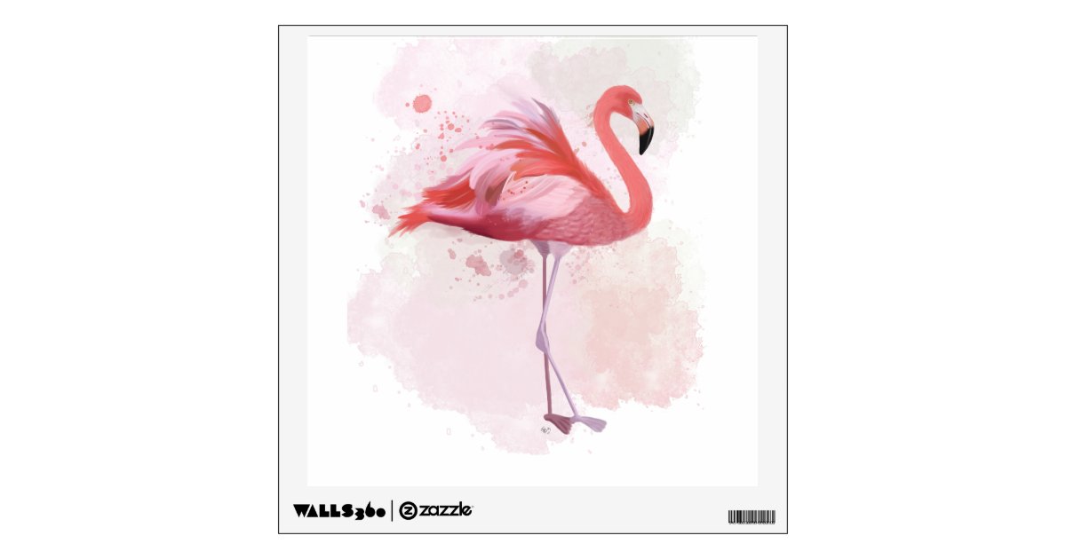 Fluffy Flamingo Wall Decal | Zazzle