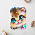 Fluffy Happy Baby Chibi Cat Note Card | Zazzle