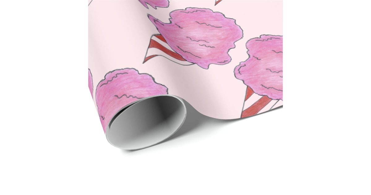 Fluffy Pink Cotton Candy Spun Sugar Carnival Food Wrapping Paper ...