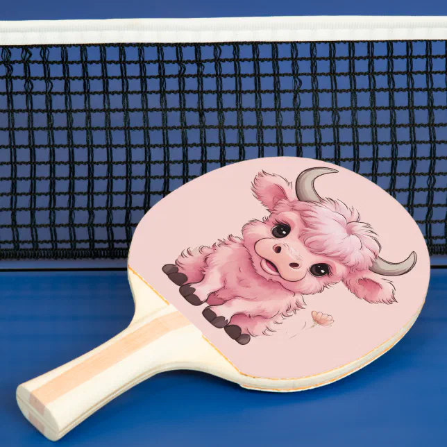 Fluffy Pink Highlands Scottish Cow Ping Pong Paddle | Zazzle