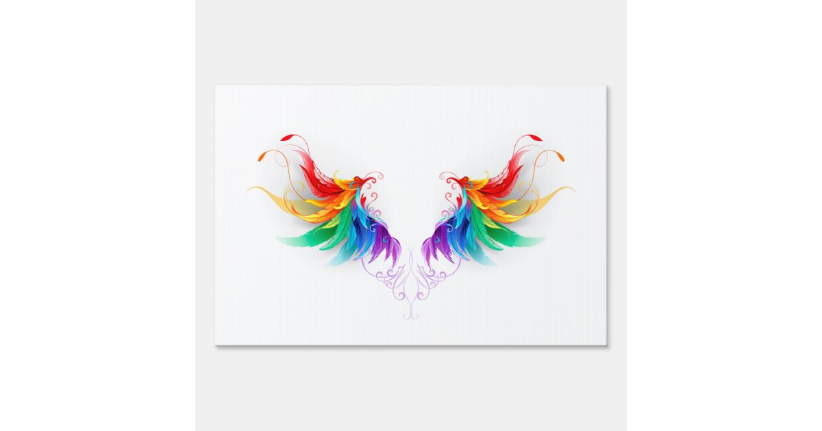 Fluffy Rainbow Wings Sign | Zazzle
