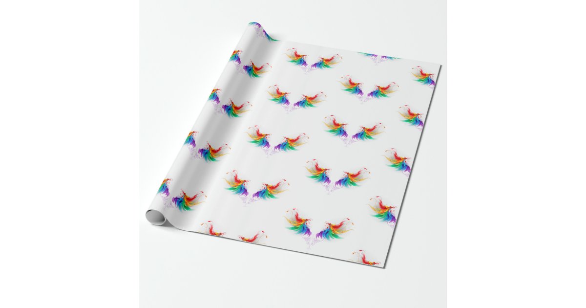 Fluffy Rainbow Wings Wrapping Paper | Zazzle