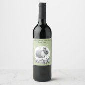 Fluffy the rabbit bunny. Pencil drawing. Wine Label | Zazzle