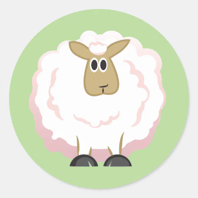Fluffy White Sheep Classic Round Sticker | Zazzle