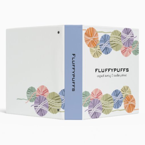 Fluffy yarn balls knitting crochet pattern binder | Zazzle