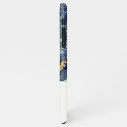 Fluid Abstract Alcohol Ink Gold Navy Glitter iPhone Case | Zazzle