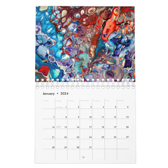 Fluid Acrylic Abstract Paintings Art Calendar | Zazzle