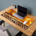 Fluid Art Pour Personalized Leopard Print Desk Mat | Zazzle