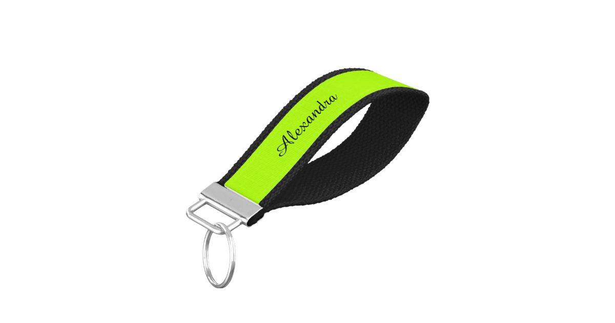 Fluorescent Green Solid Color Wrist Keychain | Zazzle