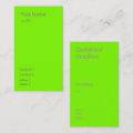 fluorescent green vertical business card | Zazzle