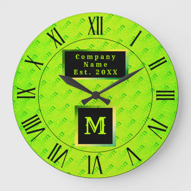 Fluorescent Neon Elegant Monogrammed Large Clock | Zazzle