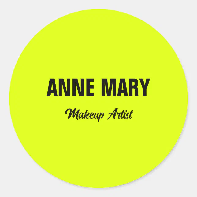Fluorescent Neon Yellow Bright Colorful Custom Classic Round Sticker ...