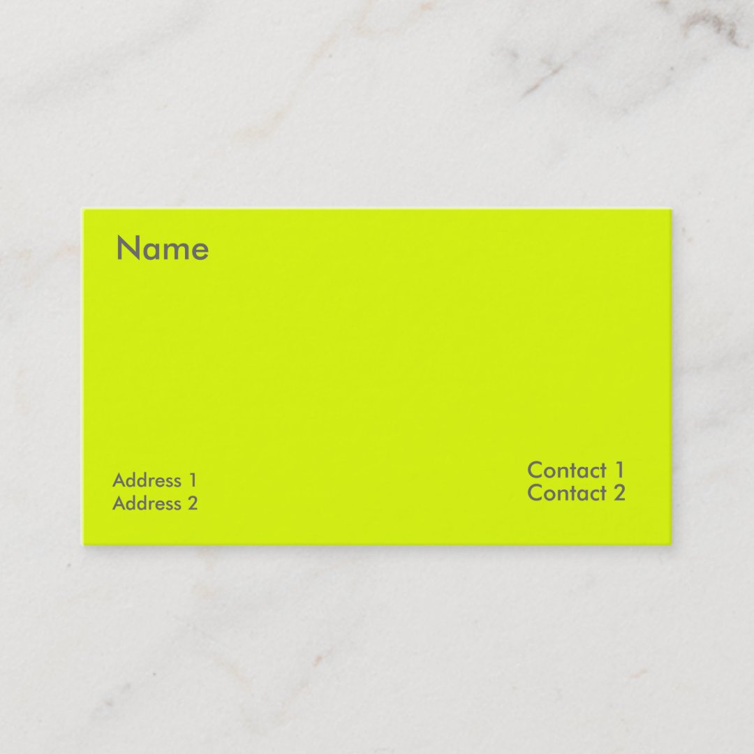fluorescent yellow business card | Zazzle