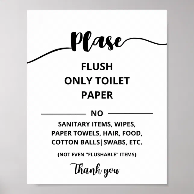 Flush Only toilet paper Poster | Zazzle
