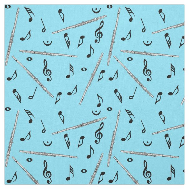 Flute Music Note Pattern Fabric | Zazzle