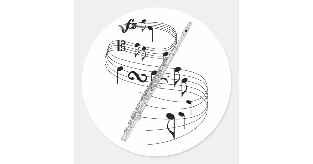 Flute Classic Round Sticker | Zazzle