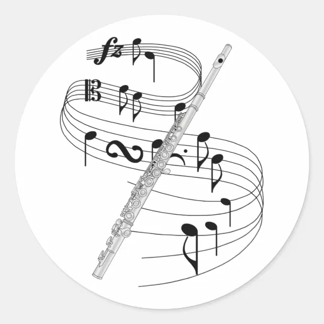Flute Classic Round Sticker | Zazzle