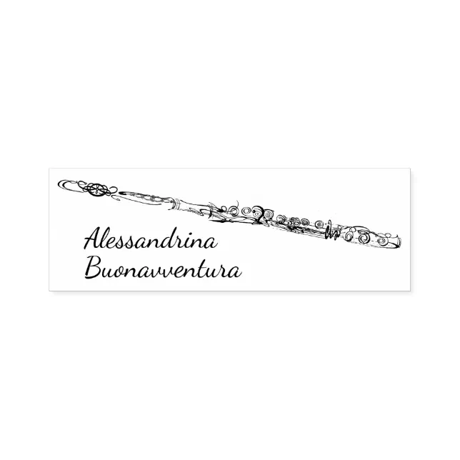 Flute Drawing with Custom Name Self-inking Stamp | Zazzle