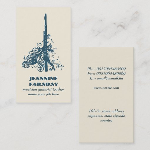 flute instrumental music business card | Zazzle