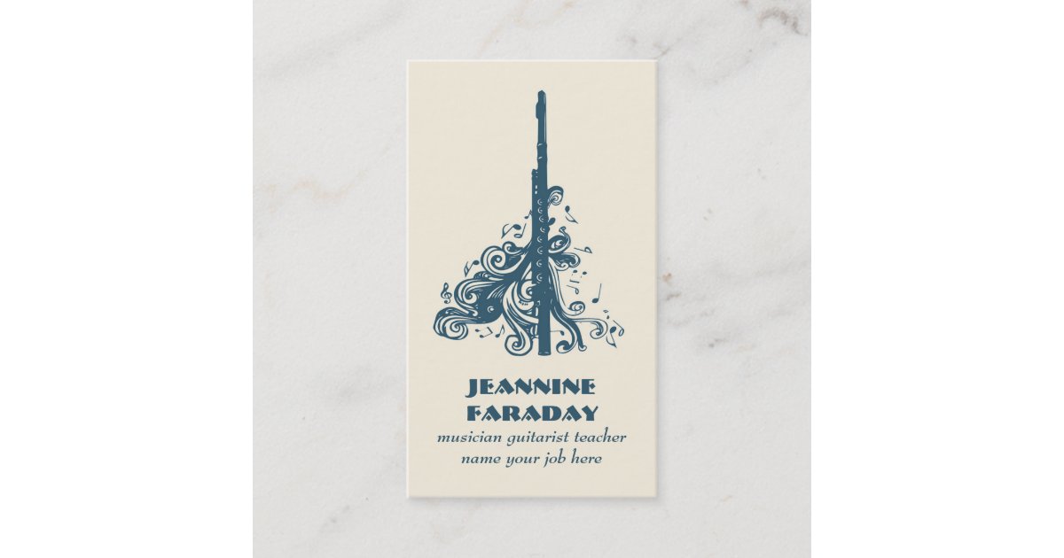 flute instrumental music business card | Zazzle