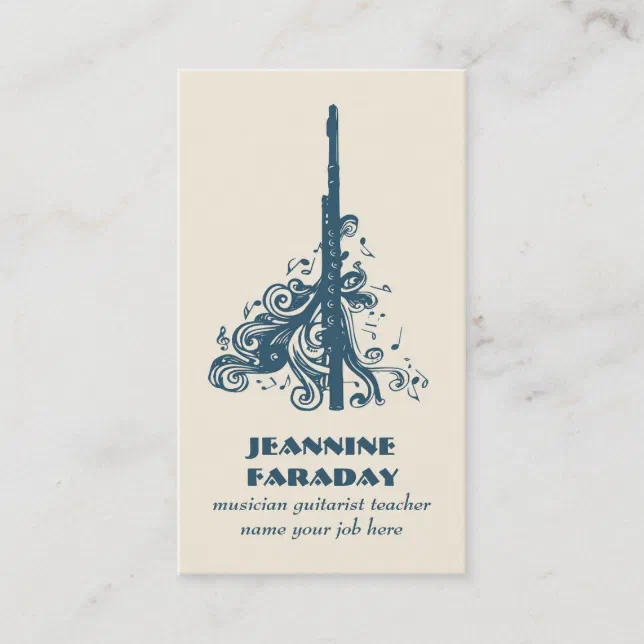 flute instrumental music business card | Zazzle