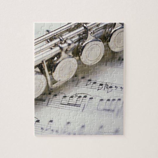 Flute on Sheet Music Jigsaw Puzzle | Zazzle.com
