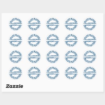 Flute Player Classic Round Sticker | Zazzle
