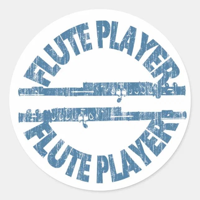 Flute Player Classic Round Sticker | Zazzle