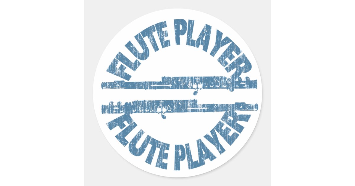 Flute Player Classic Round Sticker | Zazzle