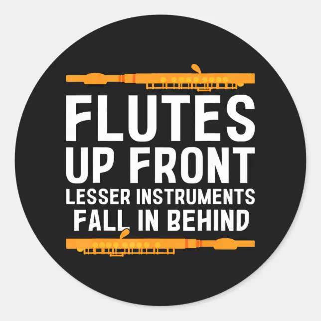 Flute Player Woodwind Instrument Musical Flutist Classic Round Sticker ...