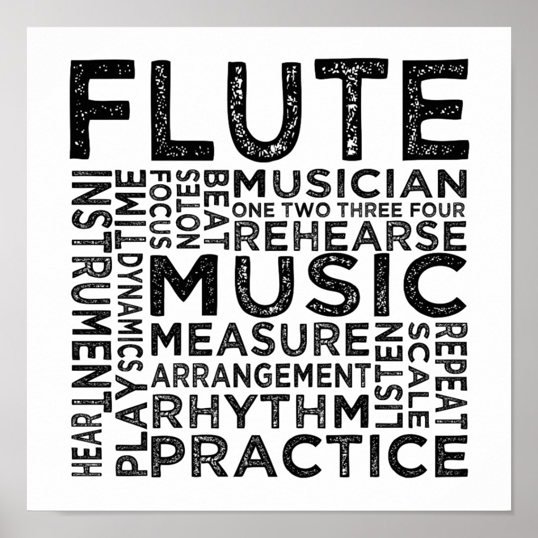 Flute Typography Poster | Zazzle