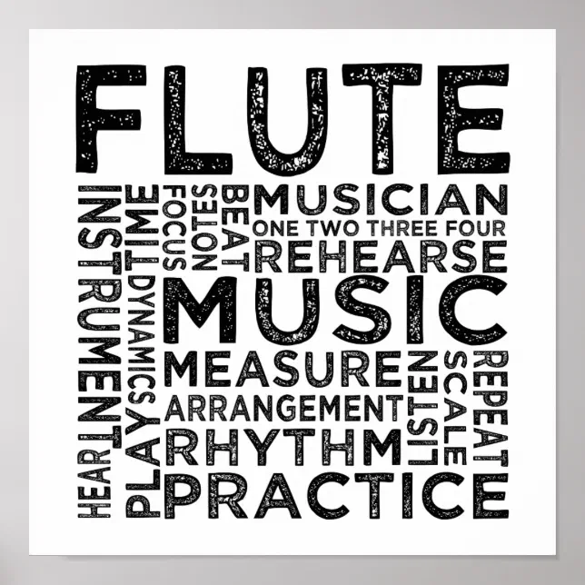 Flute Typography Poster | Zazzle