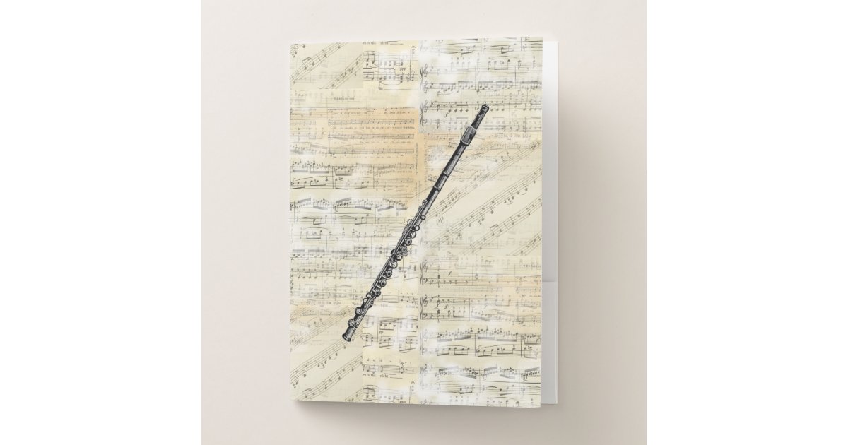 Flute Vintage Sheet Music Pocket Folders | Zazzle