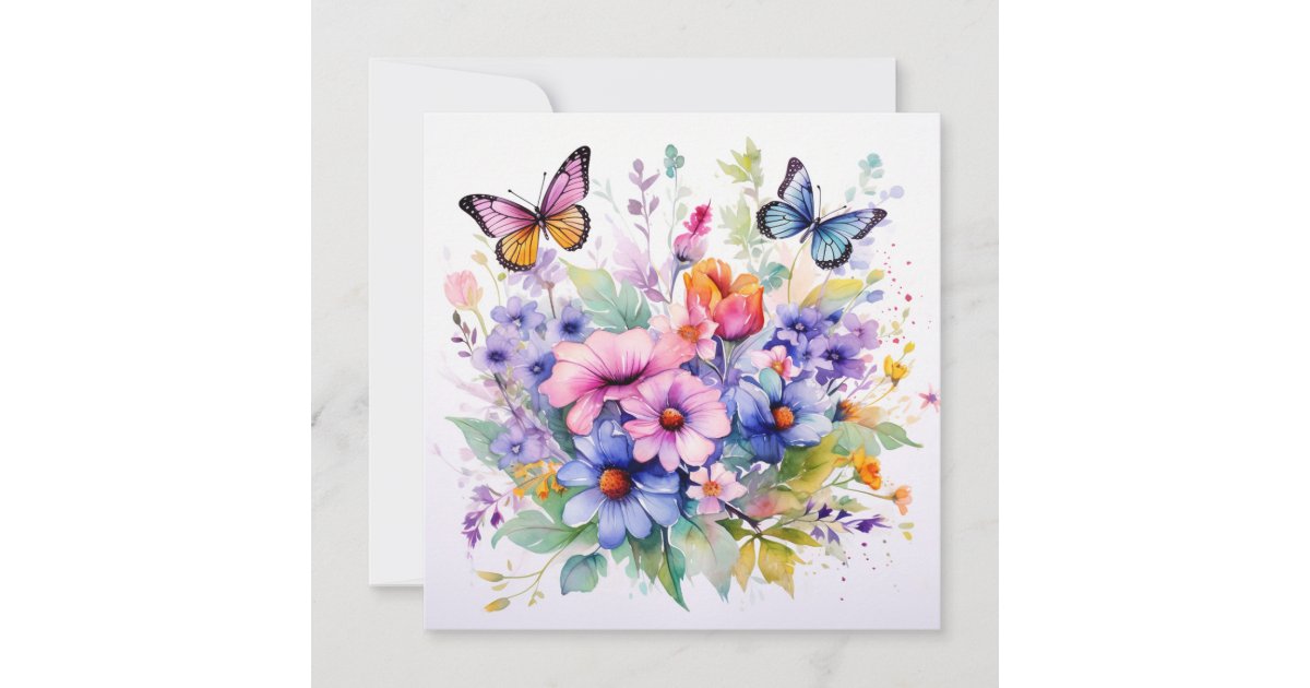 Fluttering Blooms: Enchanted Garden Birthday Card | Zazzle