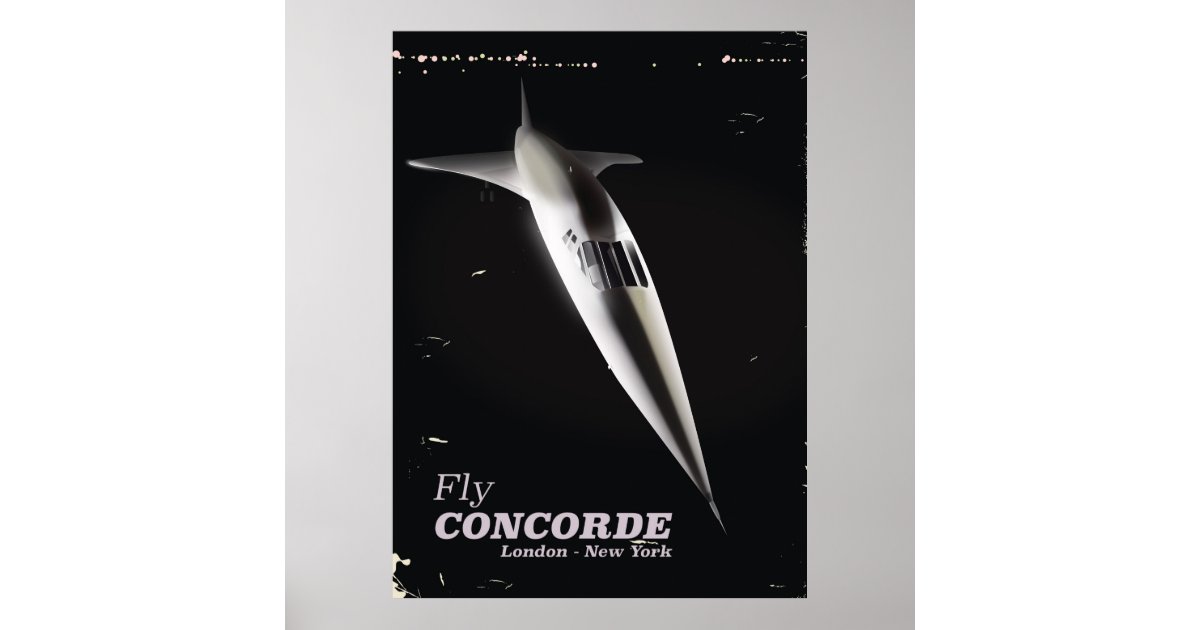 Fly Concorde vintage style travel poster | Zazzle