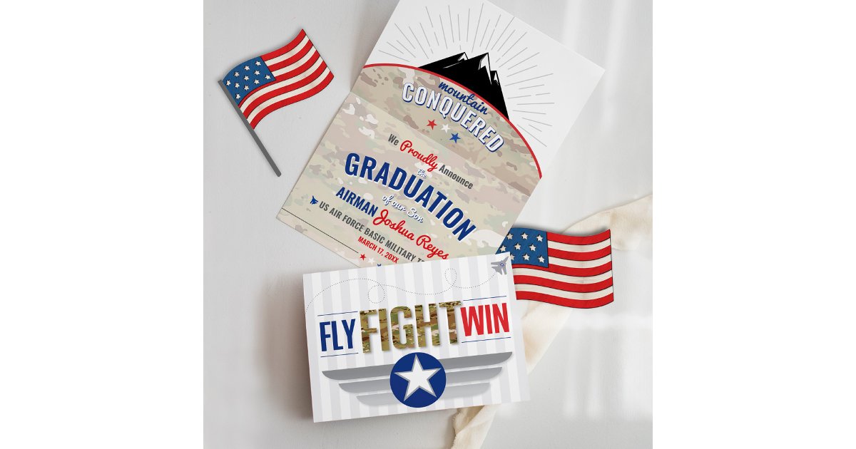 Fly Fight Win Air Force BMT Military Graduation Announcement | Zazzle