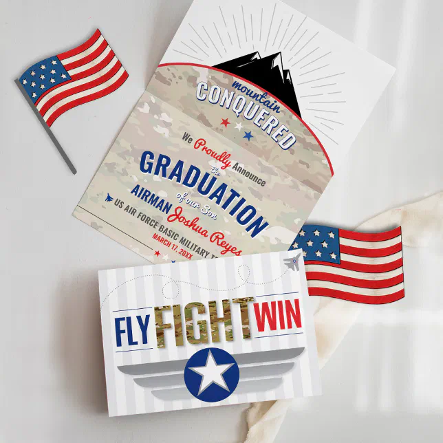 Fly Fight Win Air Force BMT Military Graduation Announcement | Zazzle