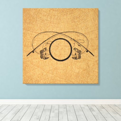 Fly Fishing Antique FIshing Rods Art Illustration Canvas Print | Zazzle