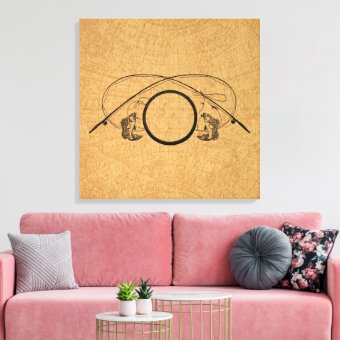 Fly Fishing Antique FIshing Rods Art Illustration Canvas Print | Zazzle