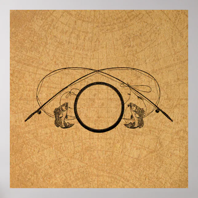 Fly Fishing Antique FIshing Rods Art Illustration Poster | Zazzle