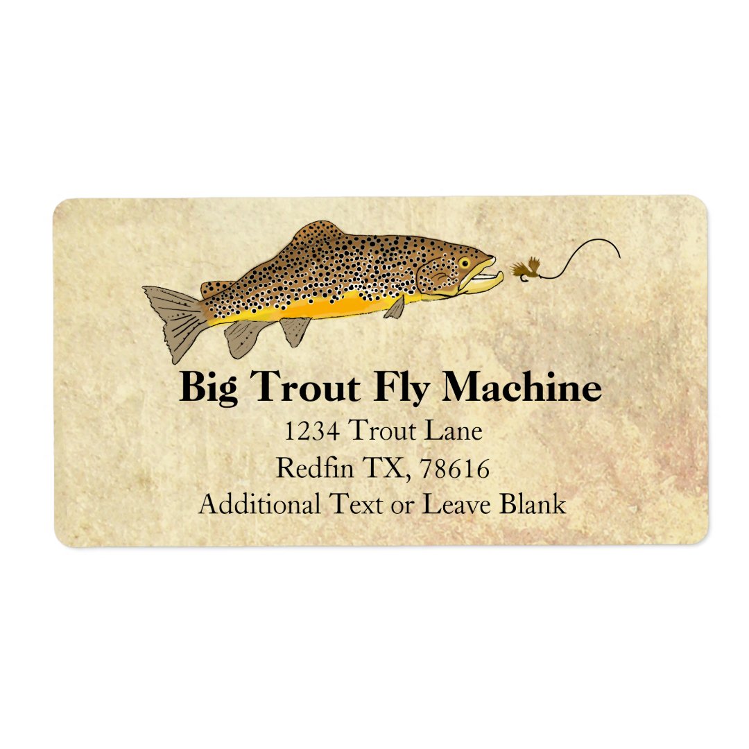 Fly Fishing Brown Trout Label | Zazzle