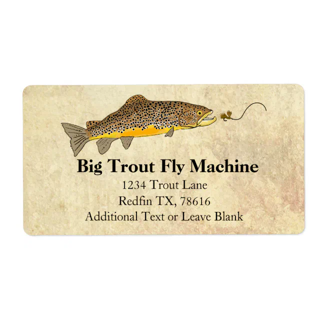 Fly Fishing Brown Trout Label | Zazzle