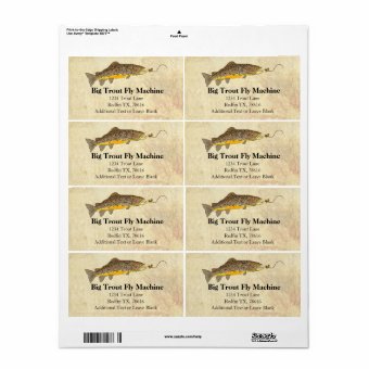 Fly Fishing Brown Trout Label | Zazzle