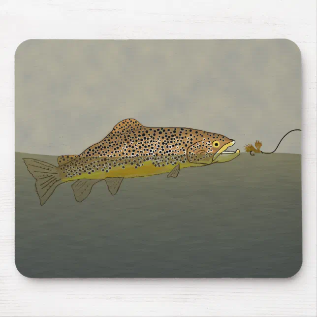 Fly Fishing Brown Trout Mouse Pad | Zazzle