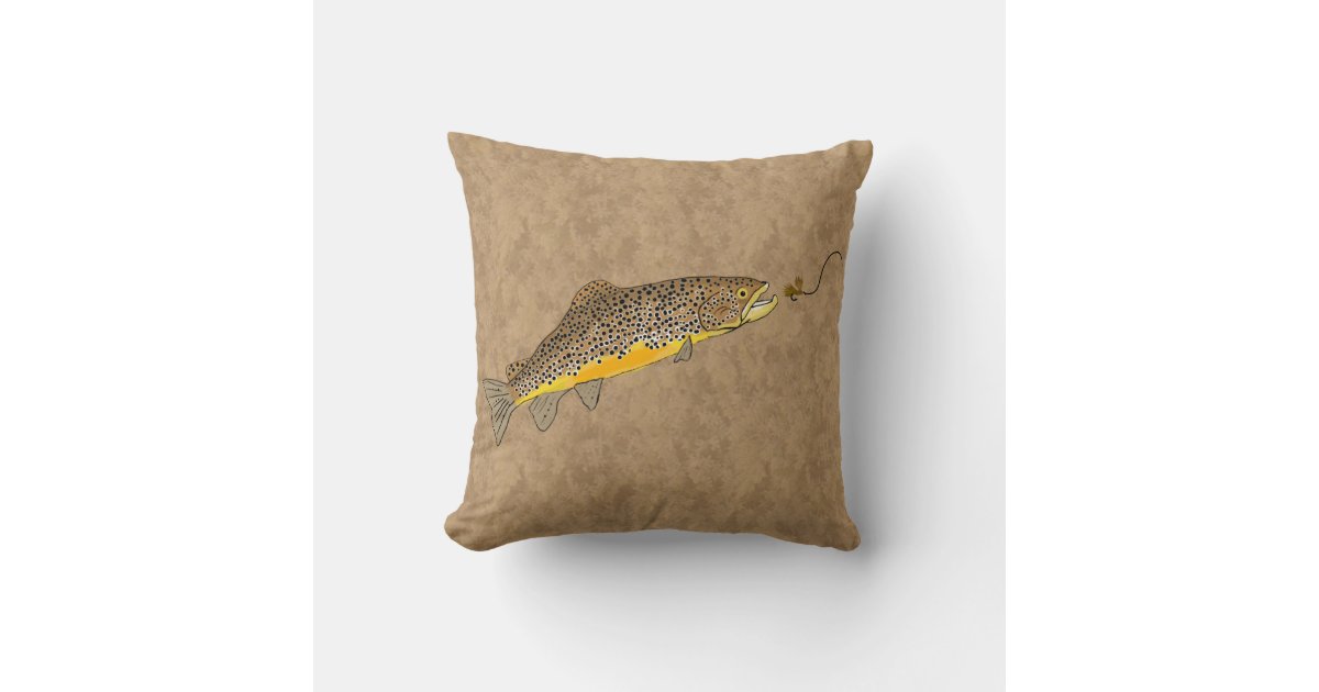 Fly Fishing Brown Trout Throw Pillow | Zazzle