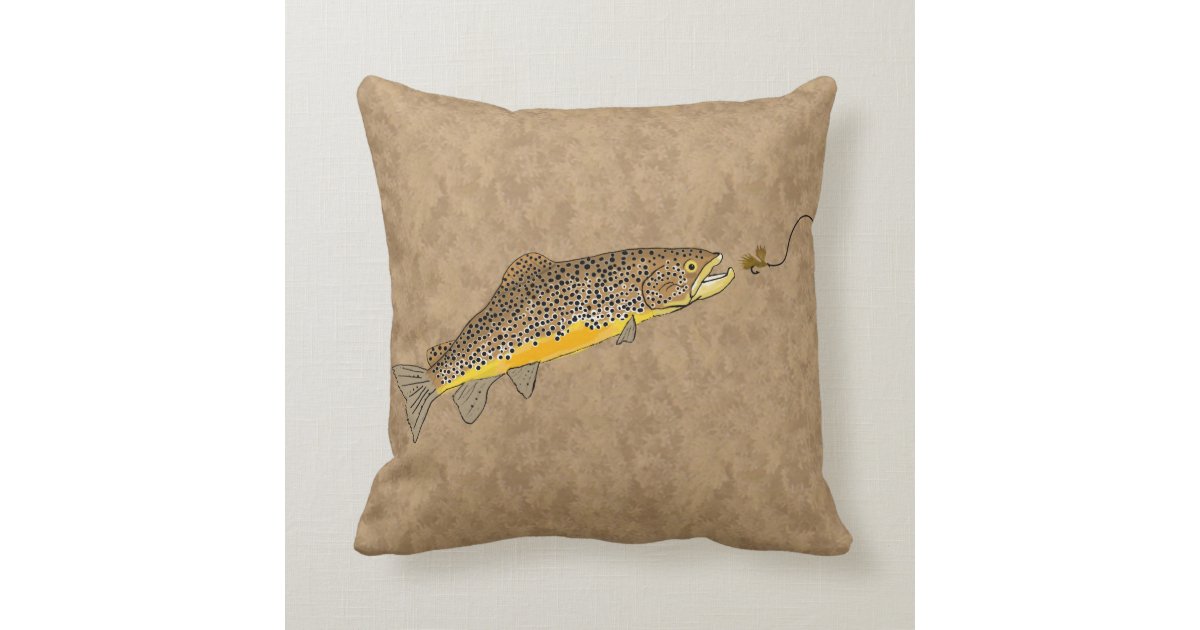 Fly Fishing Brown Trout Throw Pillow | Zazzle.com