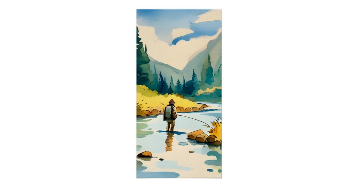 Fly Fishing Mountain Stream Poster | Zazzle